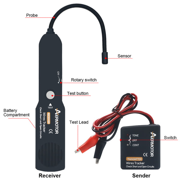 AERMOTOR EM415PRO Automotive Short Cable Tracker/Open Wire Finder Univ ...